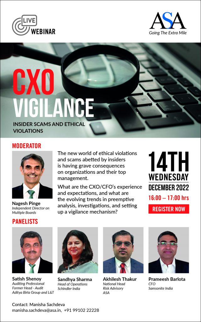 Webinar - CXO Vigilance – Insider Scams and Ethical Violations - ASA