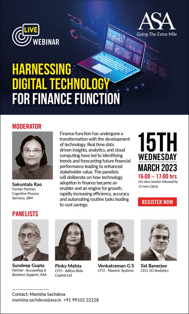 Harnessing Digital Technology for Finance Function - ASA